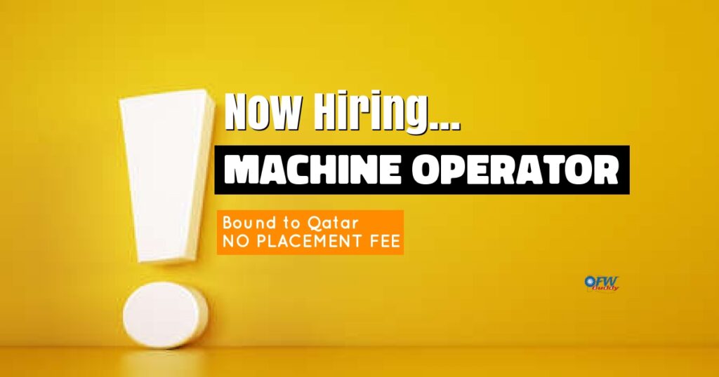 Prime International Agency is now Hiring Machine Operator bound to Qatar