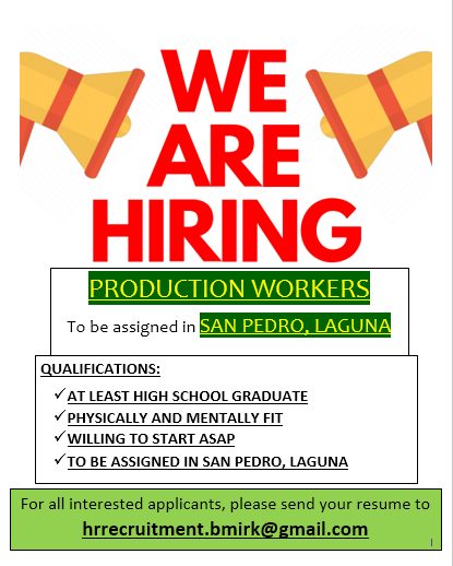 B-Mirk Enterprises Corp. is now Hiring Production Operators at least ...