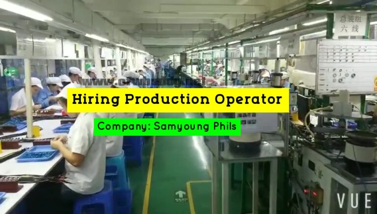Local Hiring Production Operator Assembly for Samyoung Phils