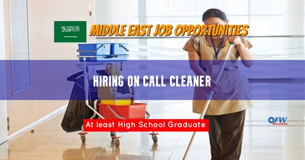 Hiring On Call Cleaner for Saudi Manpower Solution Company