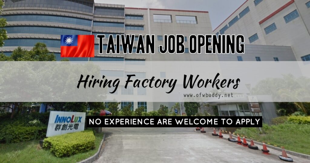 Taiwan Hiring Factory Workers for Innolux Corporation