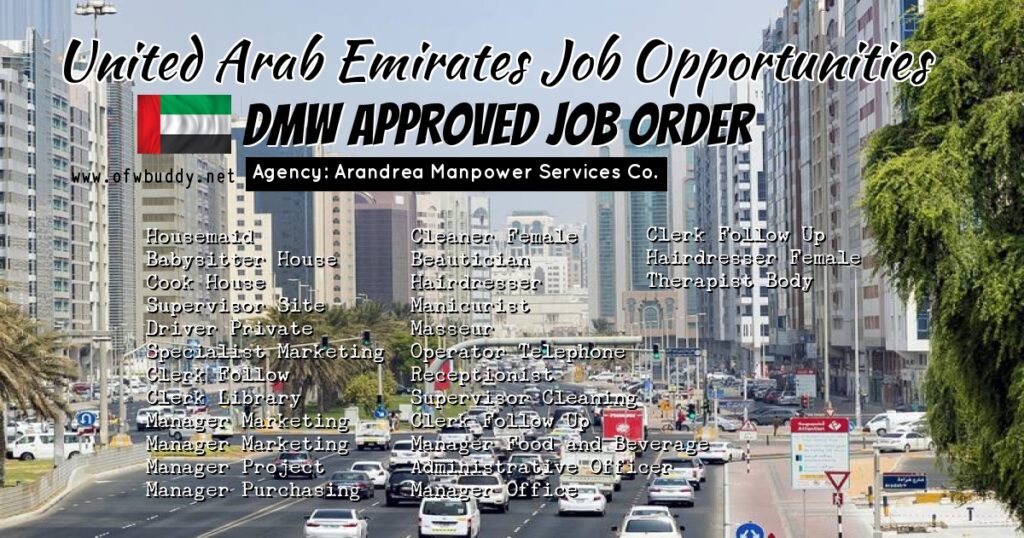 DMW: Job Opening for United Arab Emirates under Arandrea Manpower ...