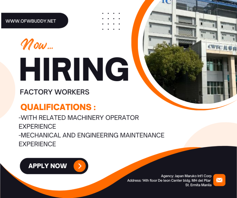 Hiring Factory Workers for Chang Wah Technology Co., Ltd.