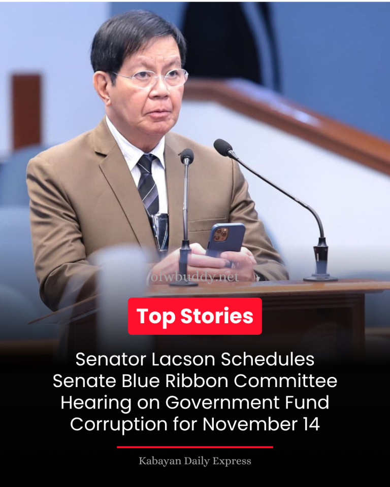Senator Lacson Schedules Senate Blue Ribbon Committee Hearing on ...