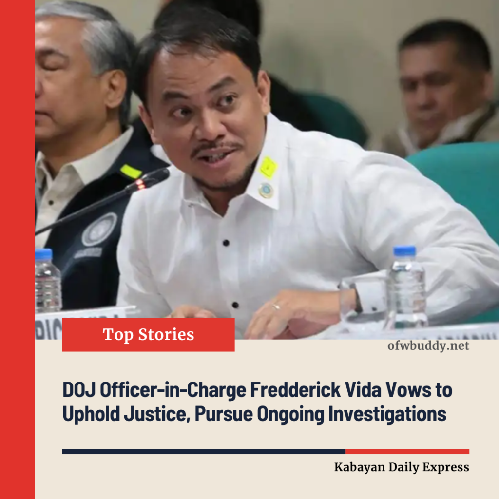 DOJ Officer-in-Charge Fredderick Vida Vows to Uphold Justice, Pursue ...
