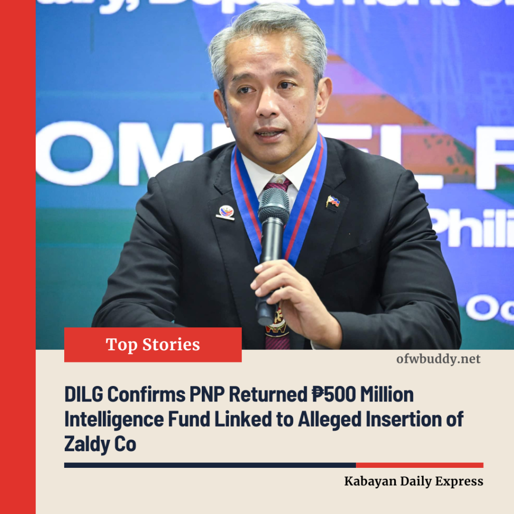DILG Confirms PNP Returned ₱500 Million Intelligence Fund Linked to ...