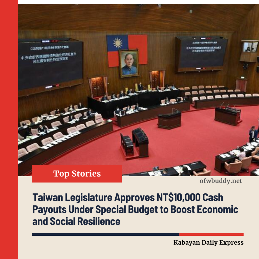 Taiwan Legislature Approves NT$10,000 Cash Payouts Under Special Budget ...
