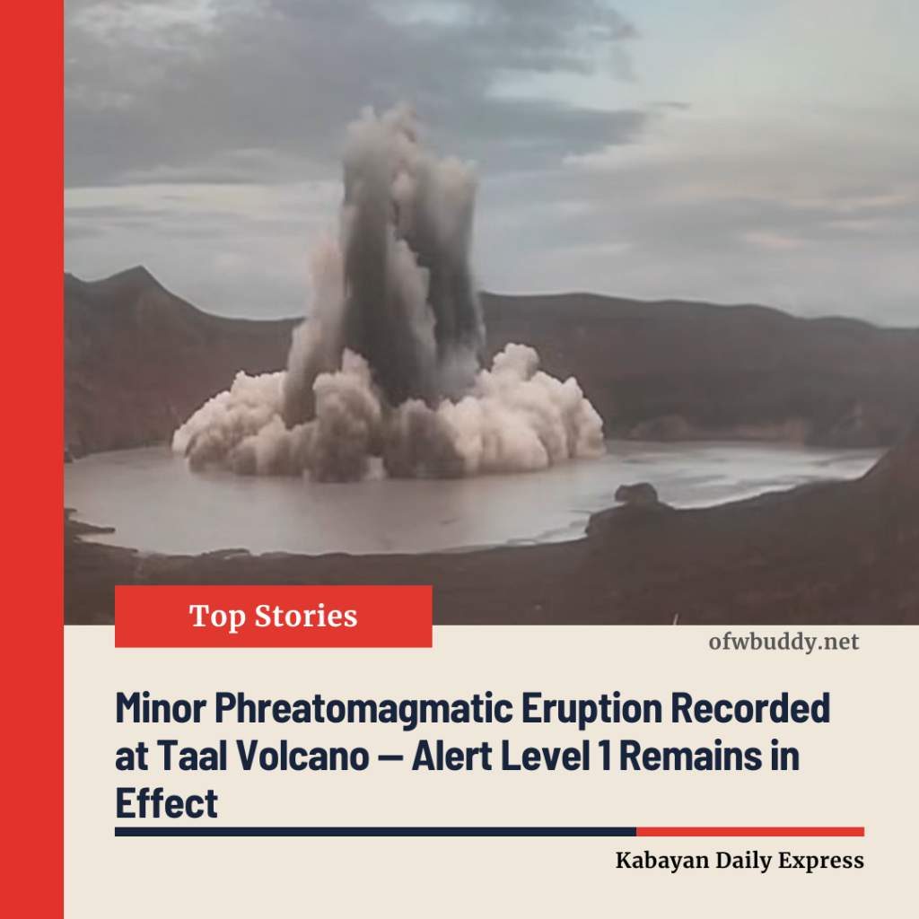 Minor Phreatomagmatic Eruption Recorded at Taal Volcano — Alert Level 1 ...