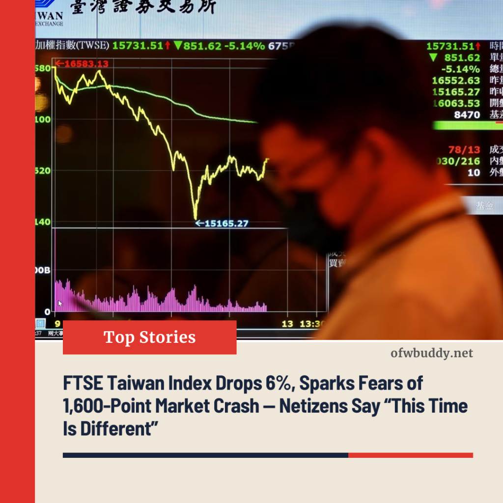 FTSE Taiwan Index Drops 6%, Sparks Fears of 1,600-Point Market Crash — Netizens Say “This Time ...