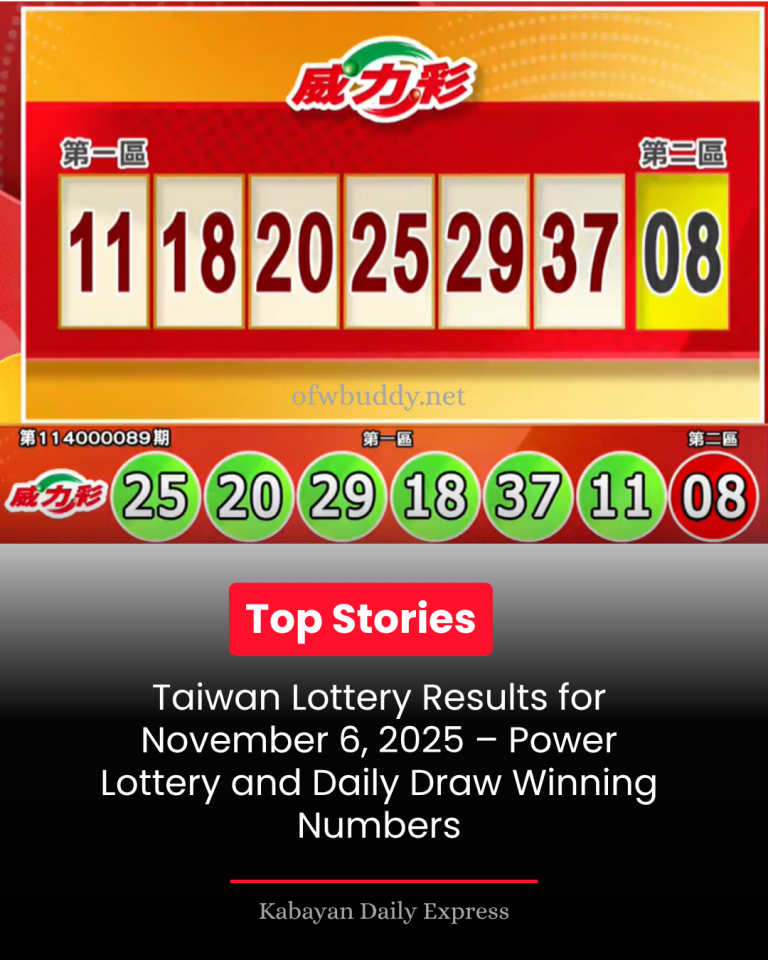 Taiwan Lottery Results for November 6, 2025 – Power Lottery and Daily ...