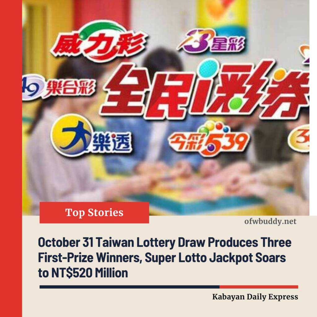 October 31 Taiwan Lottery Draw Produces Three First-Prize Winners ...