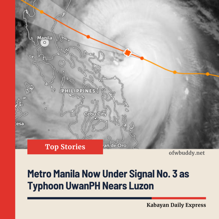 Metro Manila Now Under Signal No. 3 as Typhoon UwanPH Nears Luzon