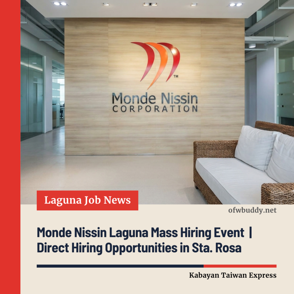 Monde Nissin Laguna Mass Hiring Event | Direct Hiring Opportunities in ...